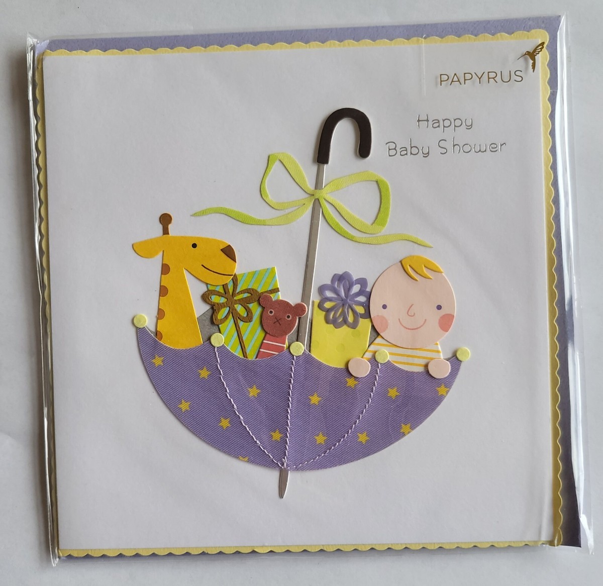 Gray And Yellow Baby Card New Baby Card, New Born Baby Card, Welcome