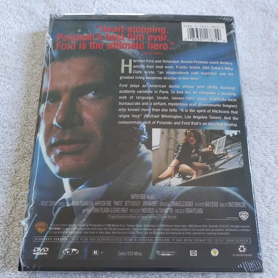 Frantic (DVD, 1998) Harrison Ford By Roman Polanski Brand New Sealed ...