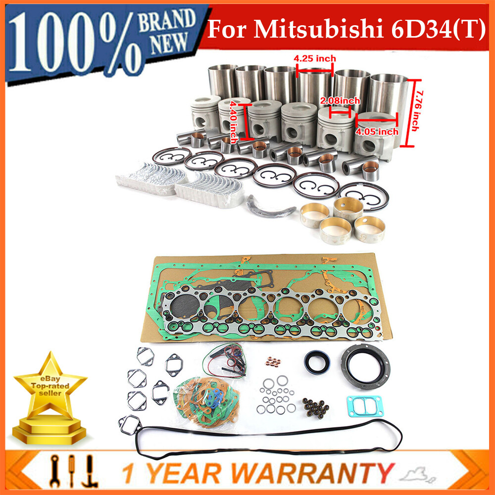 6D34T Engine Rebuild Kit For Mitsubishi FH Truck Kobelco SK200-5 Kato ...