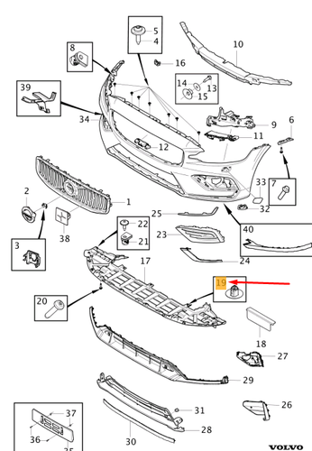 VOLVO V60 MK25 Front Bumper Air Guide Clip 30763619 NEW GENUINE | eBay