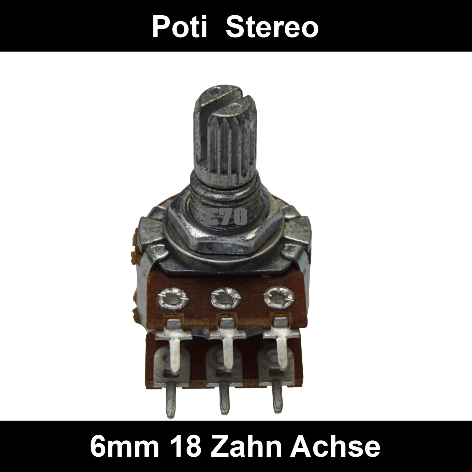 10k Ohm Poti Stereo log Potentiometer 6mm Achslänge 9mm ...