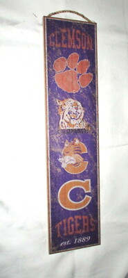 CLEMSON TIGERS Heritage Banner Wood Sign 24" x 6" #1 - NEW | eBay