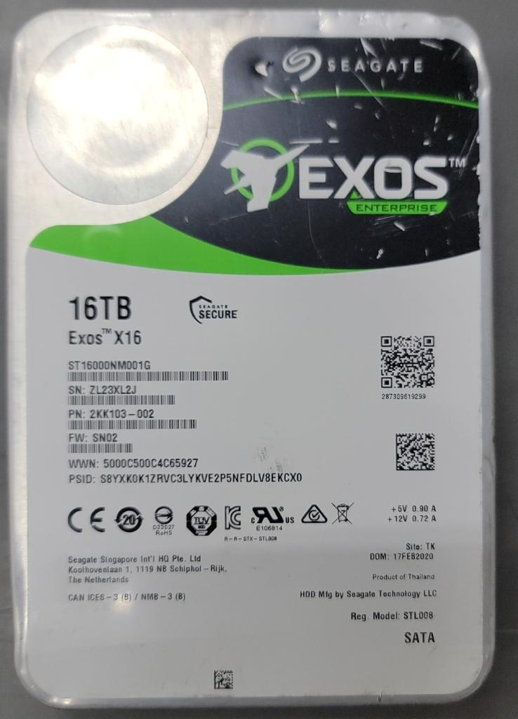 Seagate EXOS X16 ST16000NM001G 16TB 7.2K 3.5" 256MB SATA 6Gb/s Hard ...