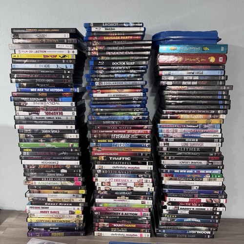Lot of 140 DVDs & Blu-Ray Action Horror Marvel Simpsons Comedy Thriller ...