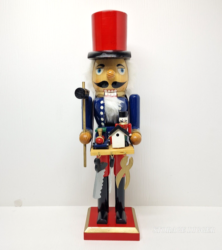 VTG Christmas Wooden Toy Maker Nutcracker Figurine 12" with Holding ...