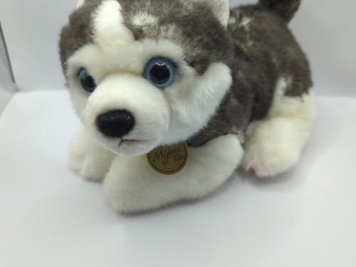 Siberian Husky Plush StuffedAurora Miyoni Tots Gray/White W/Blue Eyes ...