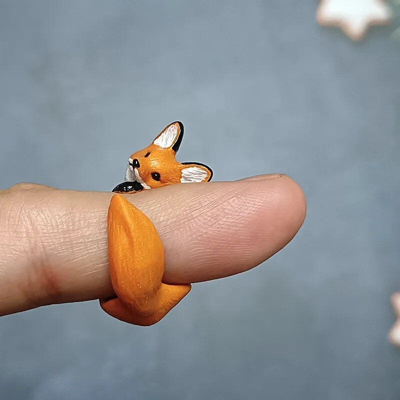 Unique Design Carve Red Little Fox Rings For Women Girls Fine Ring | eBay