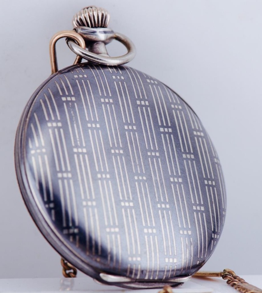 Antique WWI German Army Officer’s Award Pocket Watch & Matching Niello ...