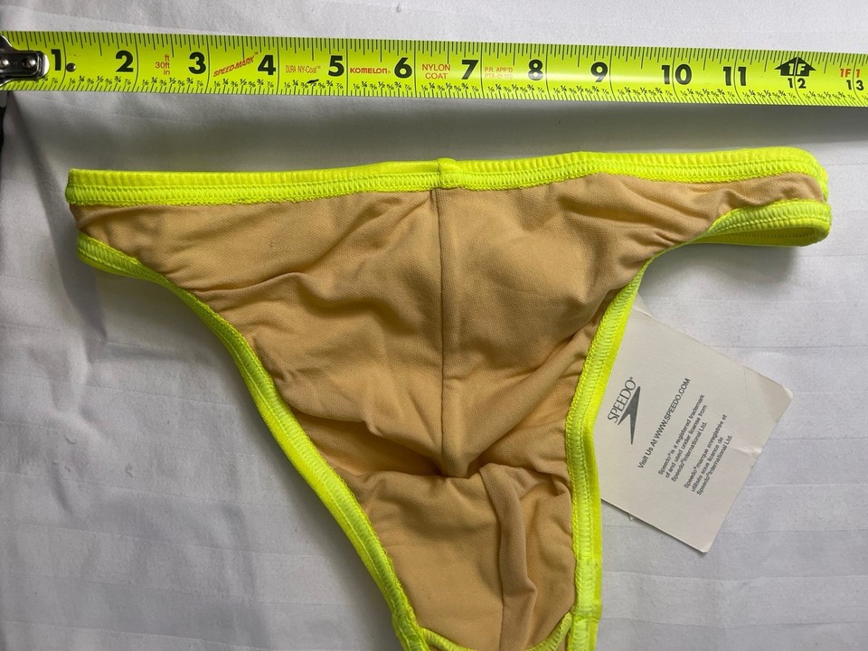 Men's Vintage Fluro Yellow Speedo Thong Swimsuit - Medium - New With ...