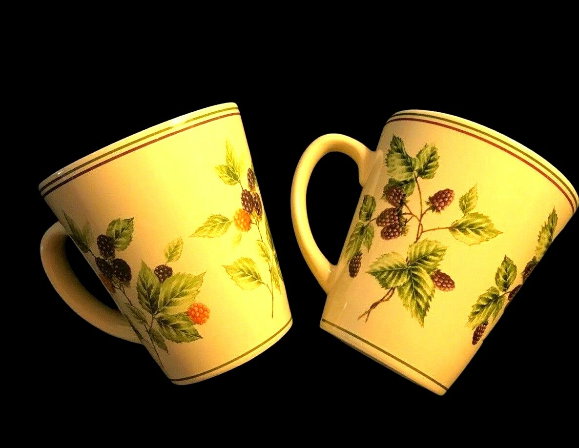 2 Sakura Oneida Coffee Mugs Cup Berry Fields Fruit Stoneware 12 oz ...