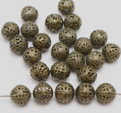 200 Bronze Metal Round Filigree Spacer Beads 6mm Jewelry Findings | eBay