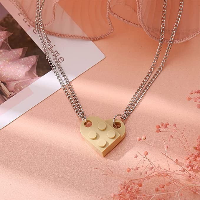 Lego Couple Necklace Pendant Set, 2 Necklaces, BFF, Valentine's Day ...