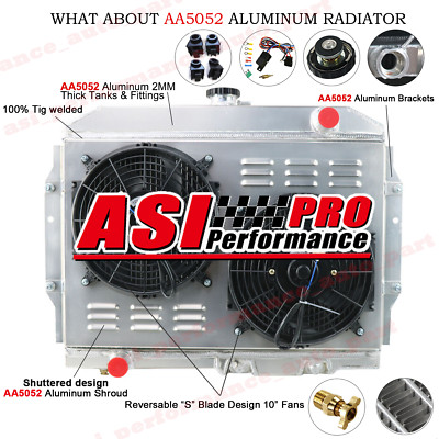 3 Row Radiator+Shroud Fan For AMC Ambassador Javelin AMX SST Wagon V8 ...