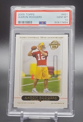 2005 Topps Aaron Rodgers #431 Rookie Card PSA 10 GEM MINT RC Packers ...