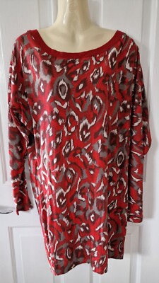 FRENCH CONNECTION rust red leopard print t-shirt dress/long tunic, size ...