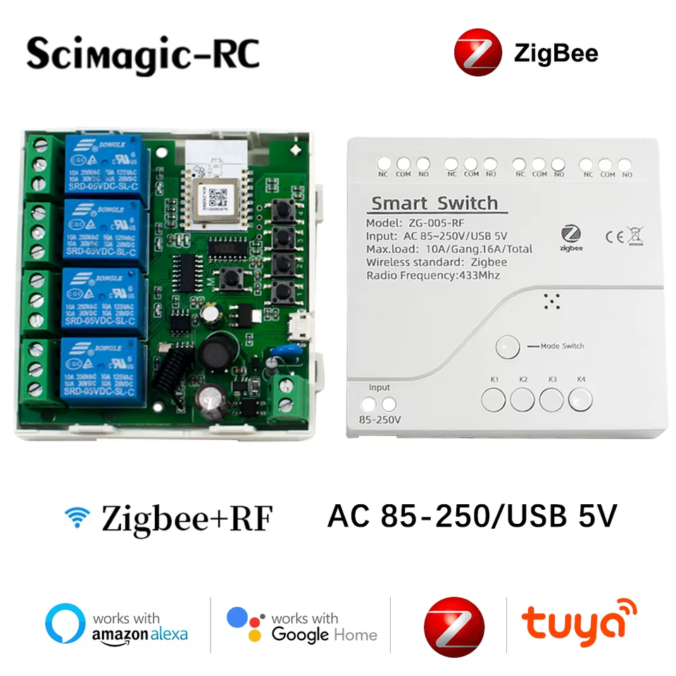 1/2/4CH Zigbee Smart Home Relay Module Remote Control 12V 24V 32V 220V ...