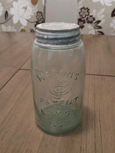 Antique Mason's Patent Nov 30th 1858 Pint Canning Jar Porcelain Metal ...