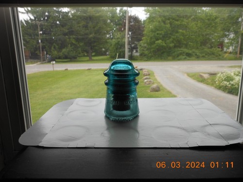 Hemingray-9 Blue Glass Insulator with Wooden Pin | eBay