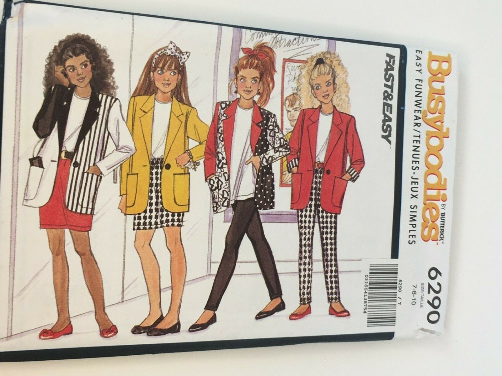 Butterick 6290 Girls BOYFRIEND Jacket Top Pant Skirt Sz 12 14 ...