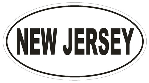 New Jersey Oval Bumper Sticker or Helmet Sticker D2358 State Euro Oval ...