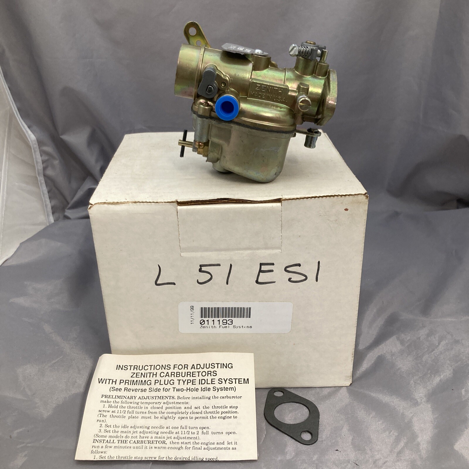 NEW ZENITH FUEL SYSTEMS 11193 CARBURETOR Wisconsin L-51-ESI | eBay