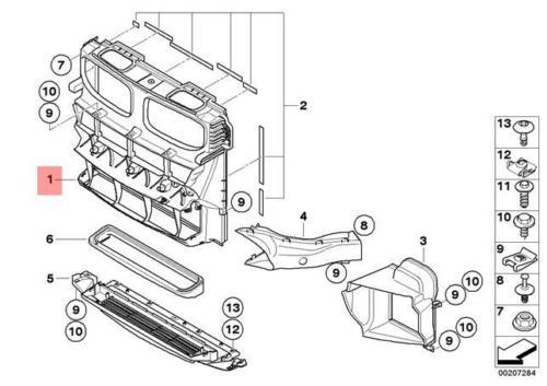 BMW E70 E71 X5 X6 AIR INTAKE DUCT RADIATOR SUPPORT 7205933 51647205933 ...