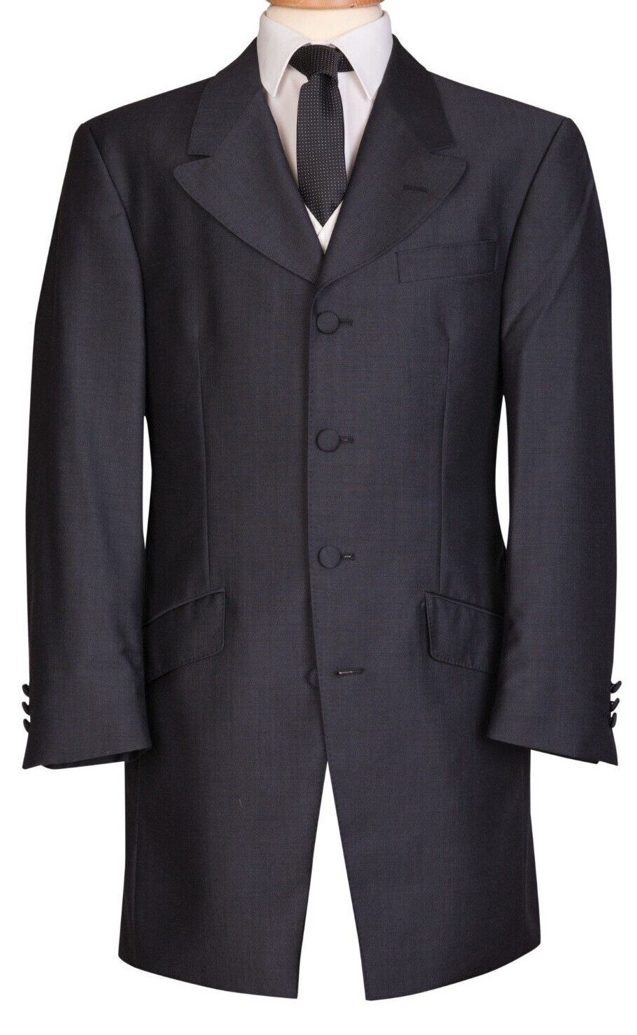 Prince Edward Grey Jacket Plain 3/4 Length Teddy Boy Drape Wedding ...