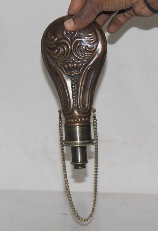 Antique Brass Decor Old Indian Home Decor Original Gun Powder Flask | eBay