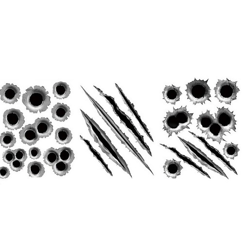 Real Look Car sticker 3D Funny Bullet Hole Car Decals Scratch Car ...
