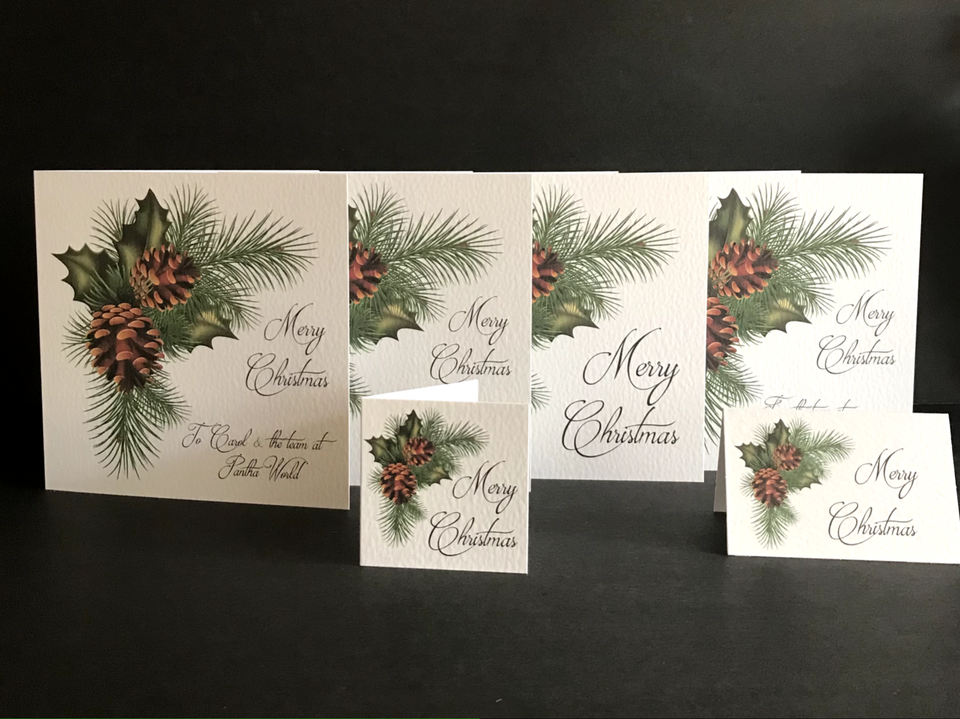 Christmas card cones & holly card. Blank Inside. 6 x 6 (CH2) | eBay UK