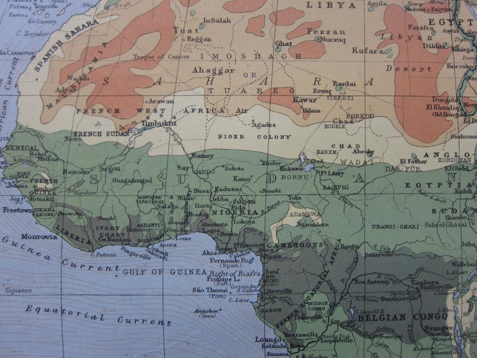 1942 MAP ~ AFRICA VEGETATION VERTICAL DISTRIBUTION BELGIAN CONGO SUDAN ...