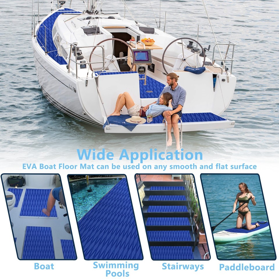 Blue EVA Foam Boat Flooring Sheet Marine Boat Decking , Diamond Type ...