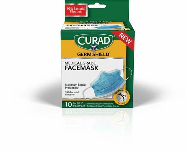 CURAD CUR812S Germ Shield Medical Grade FaceMasks - Pack of 10 for sale ...