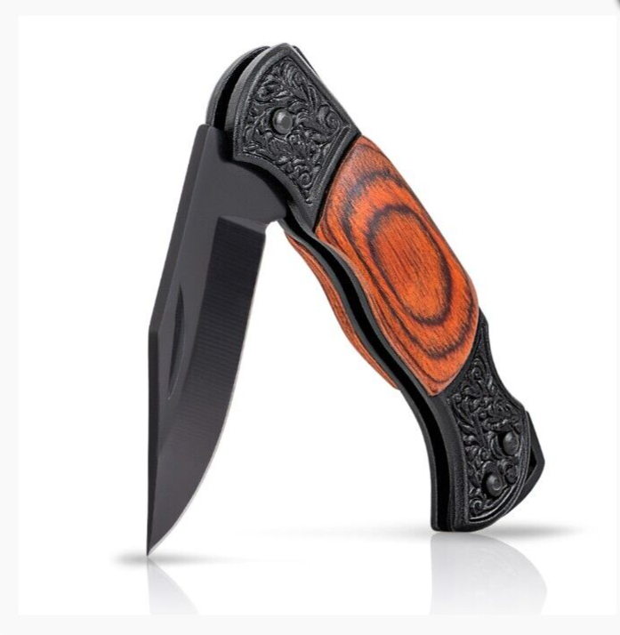 3 Inch Lockback Knife - Folding Pocket Knife W/SS Blade Black Blade ...