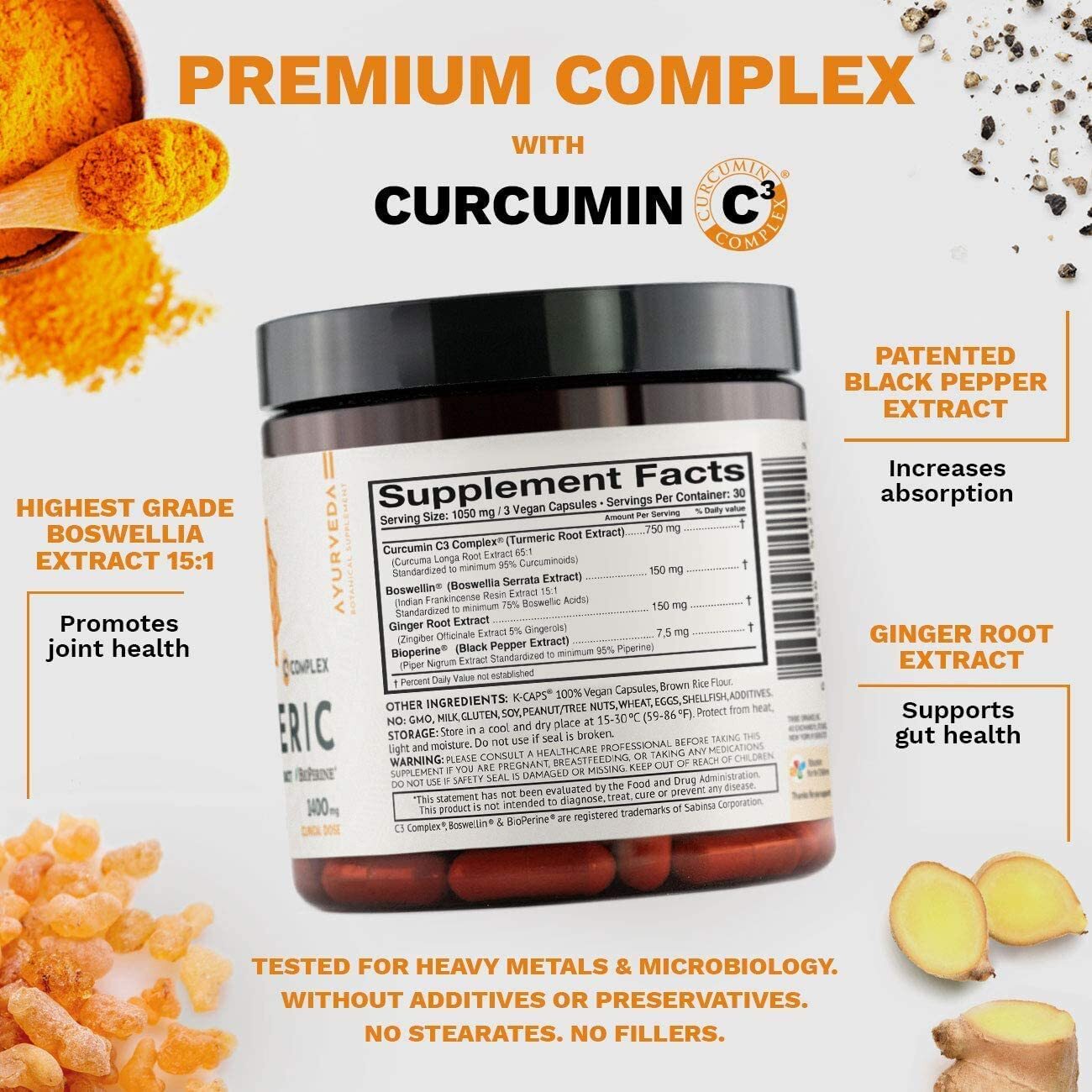 Turmeric Curcumin C3 Complex -120 Vegan Capsules - 95% Curcuminoids ...