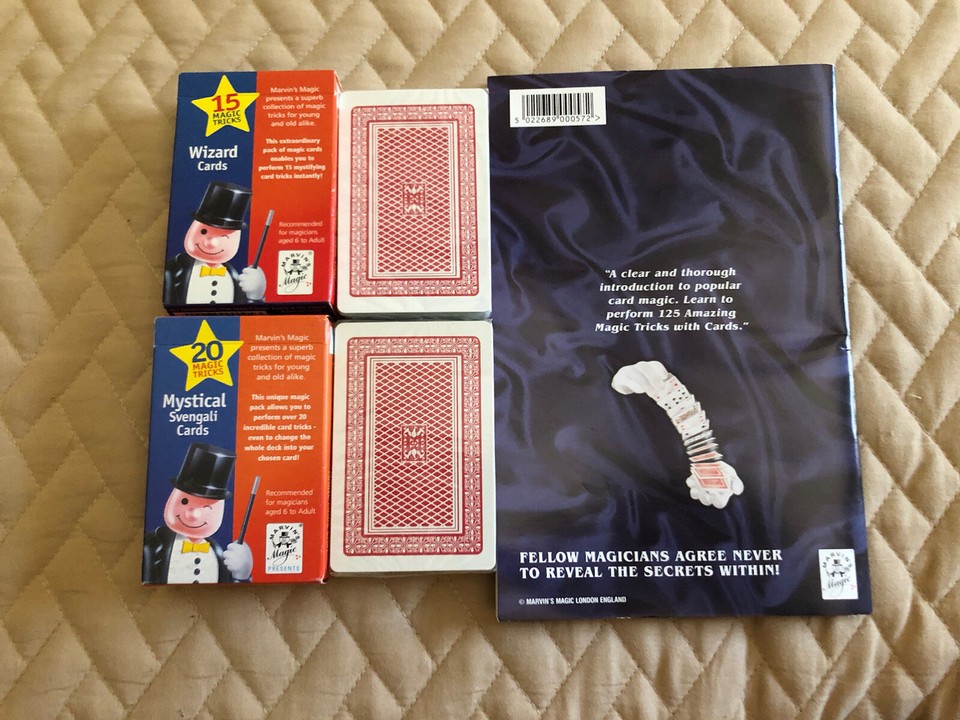 2 Marvin's Magic Magic Cards Wizard & Mystical w/ 125 Amazing Magic ...