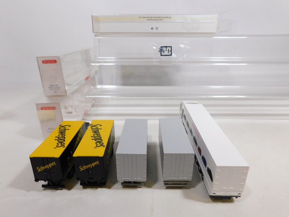 3x wiking H0 1:87 Truck Man: 538 09 Iaa +563 Rail Trans +573 Mint +Box ...