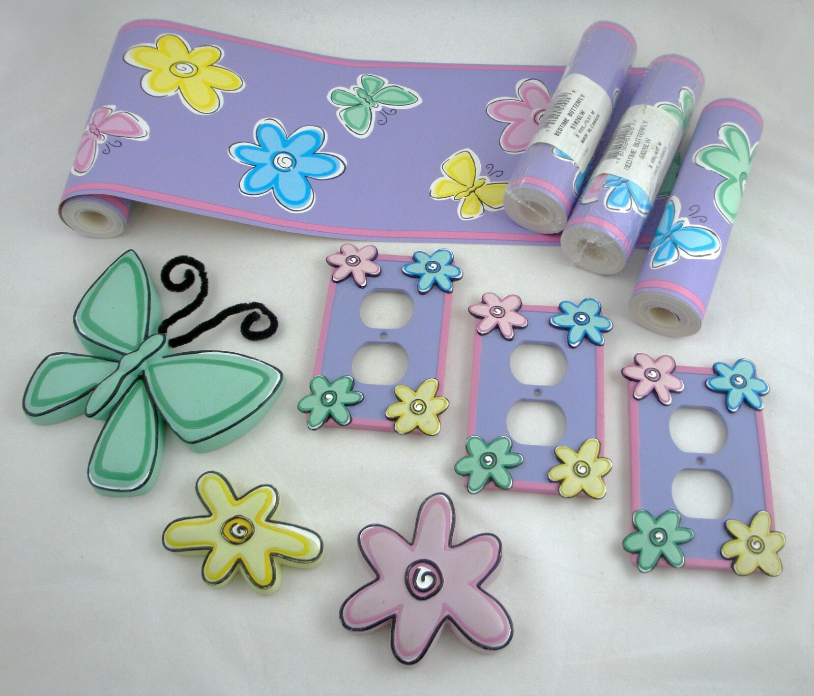 Borders Unlimited Bedtime Butterfly Wallpaper Border Outlet Covers Wall ...