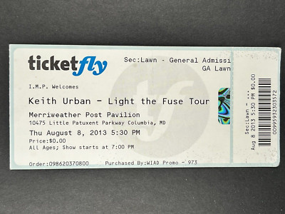 2013 Keith Urban Concert Ticket - Merriweather Post Pavilion / Columbia ...
