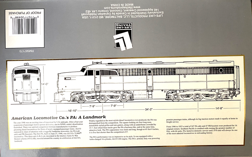 WALTHERS 2000 PROTO PA & PB LOCO HO it30498 PRR #5750A&B w/oMars Light ...