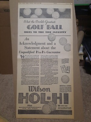 1929 Wilson Hol-Hi Golf Ball Tall Newspaper Ad | eBay