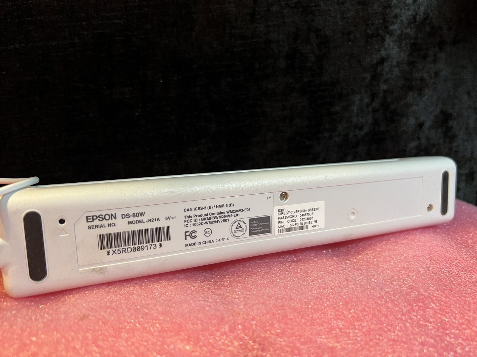 EPSON DS-80W J421A Wireless Portable Document Scanner 5V for sale ...