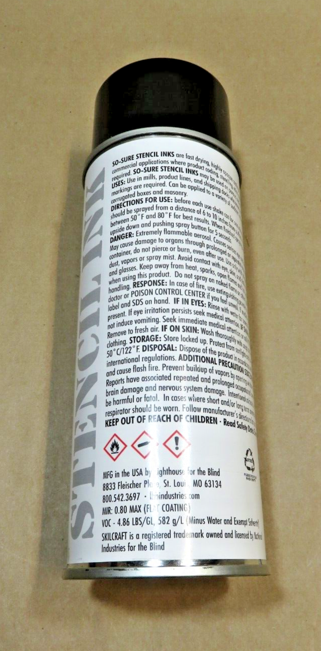 SKILCRAFT 7510-00-469-7910 Spray Stencil Ink Black 10.5 oz. for sale ...