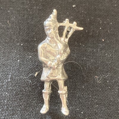 Vintage NEW 925 Sterling Silver 3D Scottish Piper Pin Pinback Tie Tac 3 ...