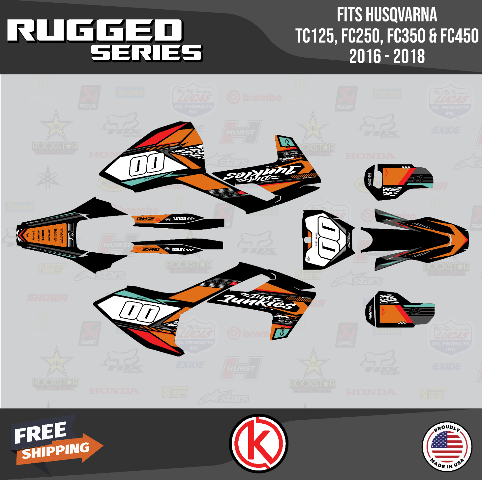 Graphics Kit for Husqvarna TC125 FC250 FC350 FC450 2016 2017 2018 ...