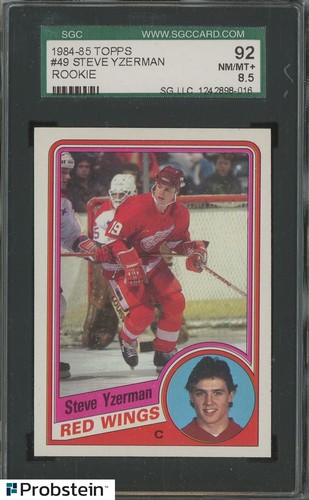 1984 Topps #49 Steve Yzerman RC Rookie SGC 8.5 HOF Red Wings Centered ...