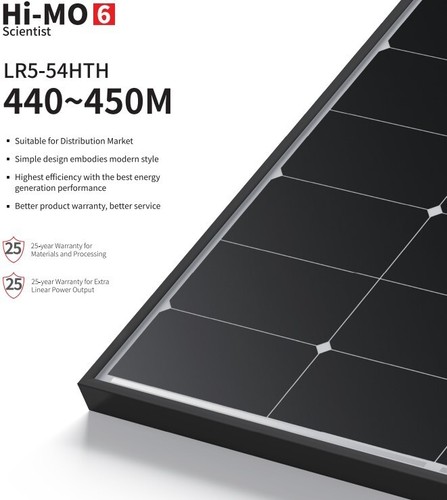 Longi Solar Panel 440w Hi-MO6 LR5-54HTH-440M/30 Super-Efficient 25YR ...