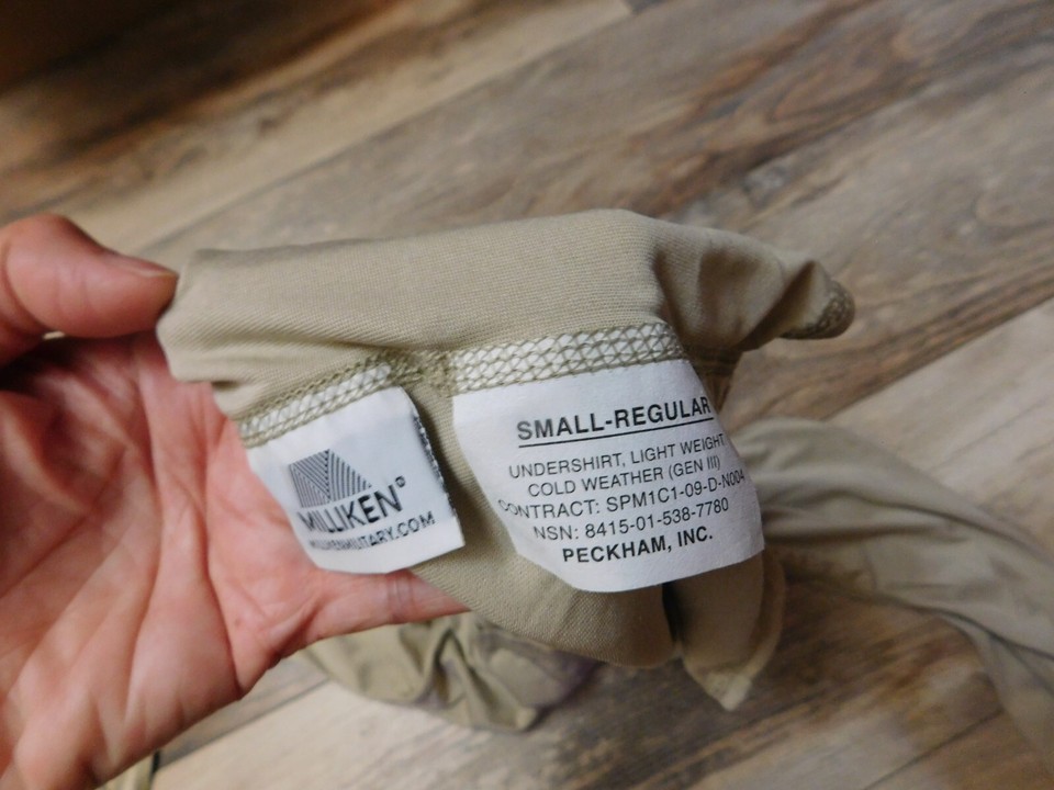 MILLIKEN LIGHT WEIGHT SAND COLD WEATHER UNDERSHIRT G III SIZE SMALL - REG NEW | eBay