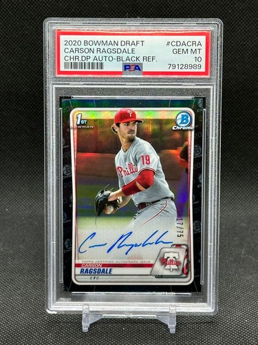 2020 Bowman Draft Chrome Carson Ragsdale Black Refractor AUTO /75 PSA ...