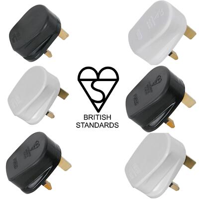 5A 13A UK 3 Pin Fused White Mains Plastic Plug 13 Amps Household Mains ...
